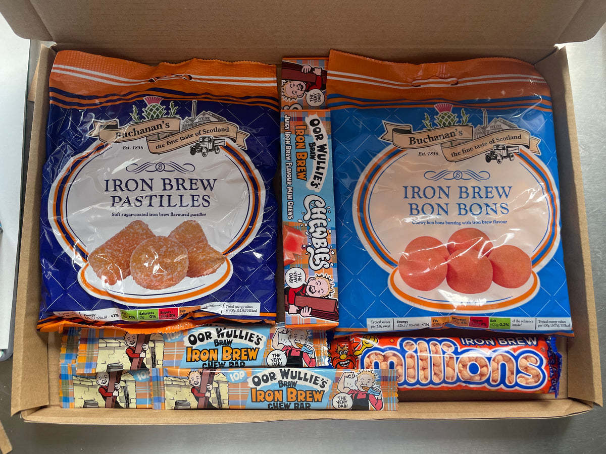 Scottish Iron Brew Themed Letterbox Hamper – Unicorn Sweet Boxes
